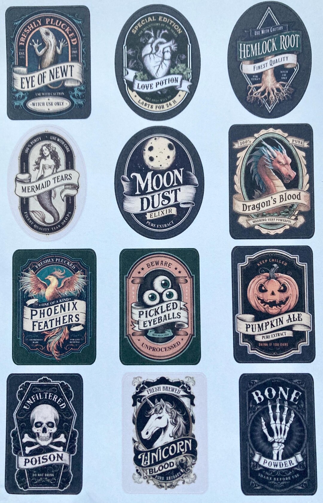 Halloween Potion Bottles Labels Stickers Halloween Apothecary Labels ...