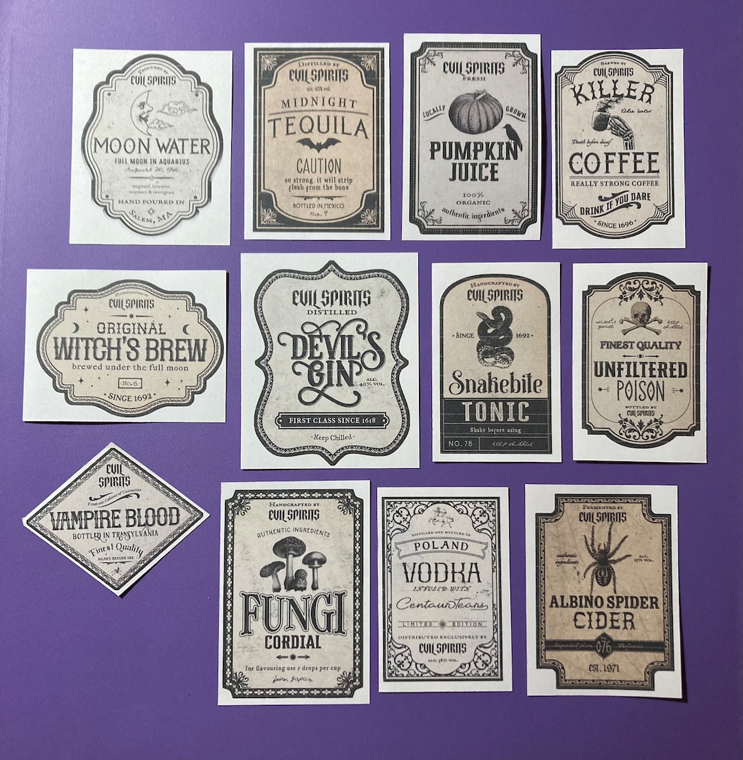 Halloween Potion Bottles Labels Stickers Halloween Apothecary Labels ...