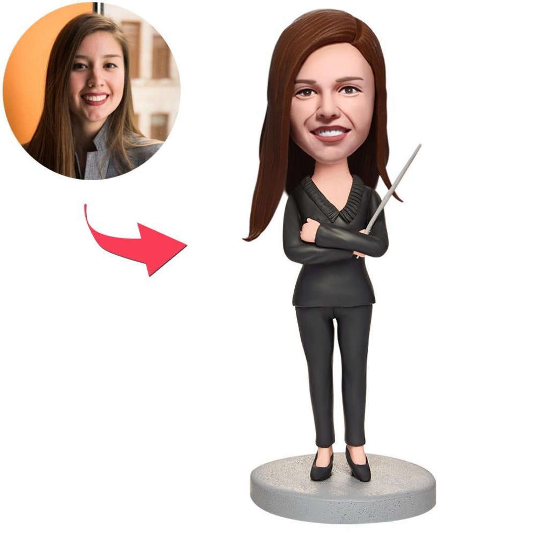 Female Teacher Lecturing Custom Bobbleheads With Engraved Text Mini Me ...