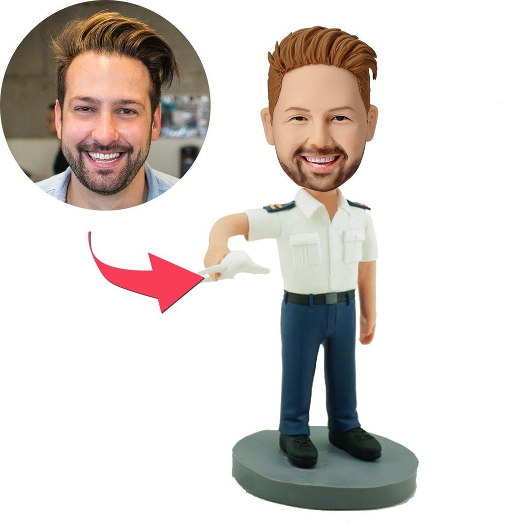 Pilot Carrying A Modle Plane Custom Bobblehead With Engraved Text Mini ...