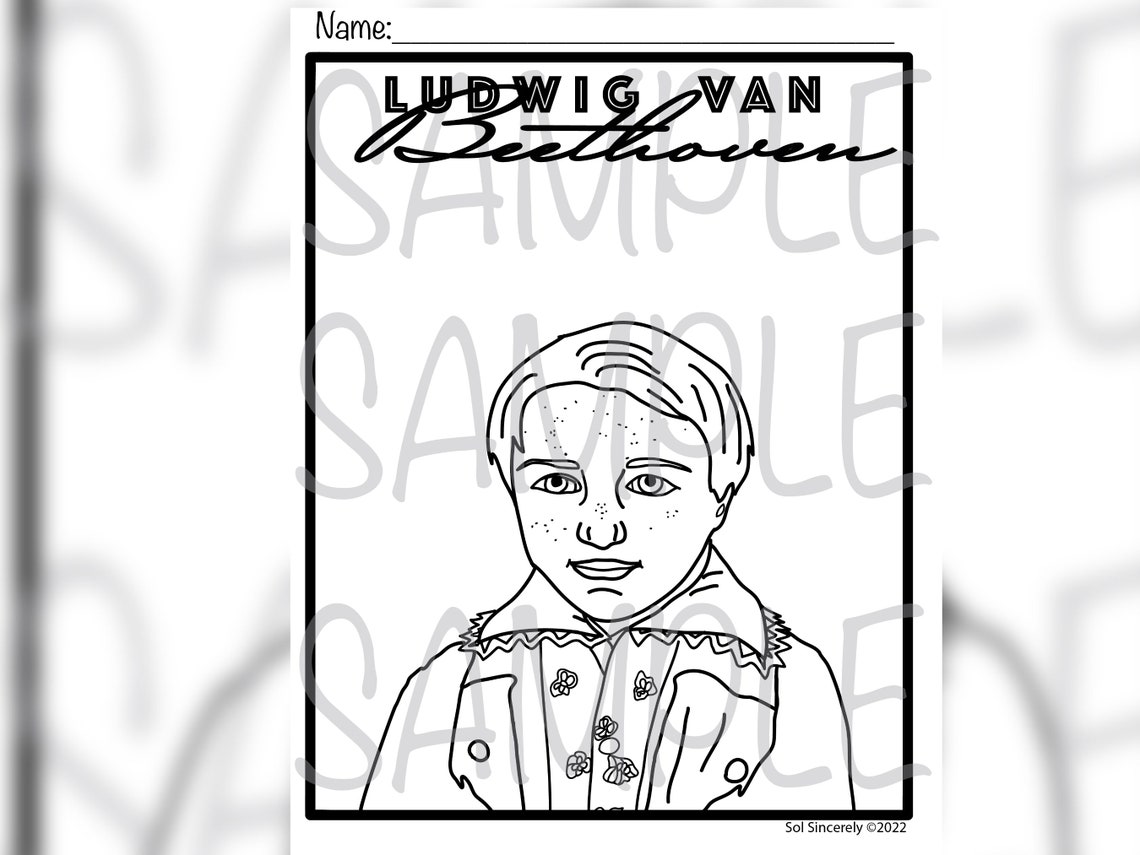 Beethoven Coloring Sheet for Kids, Music History for Kids - Etsy