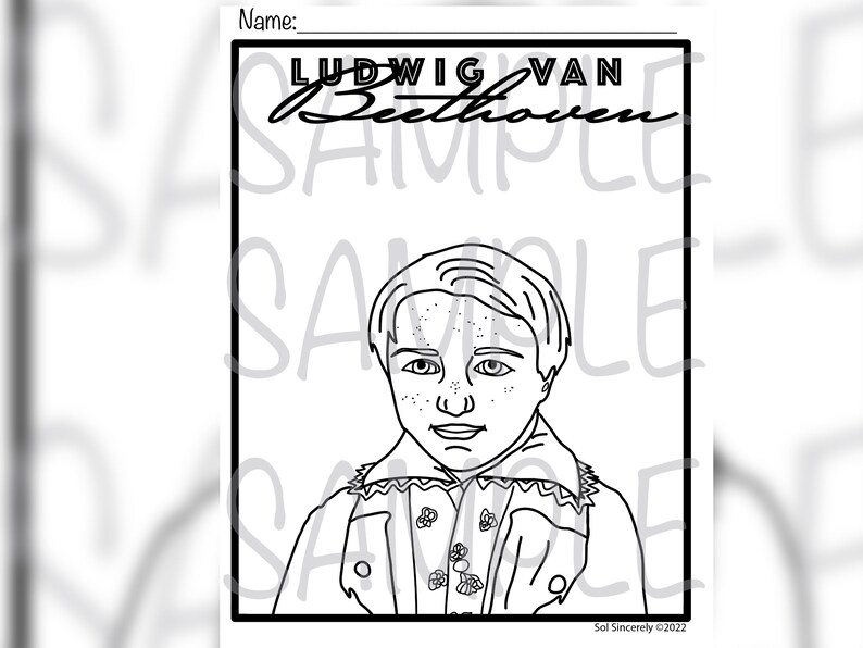 Beethoven Coloring Sheet for Kids, Music History for Kids - Etsy