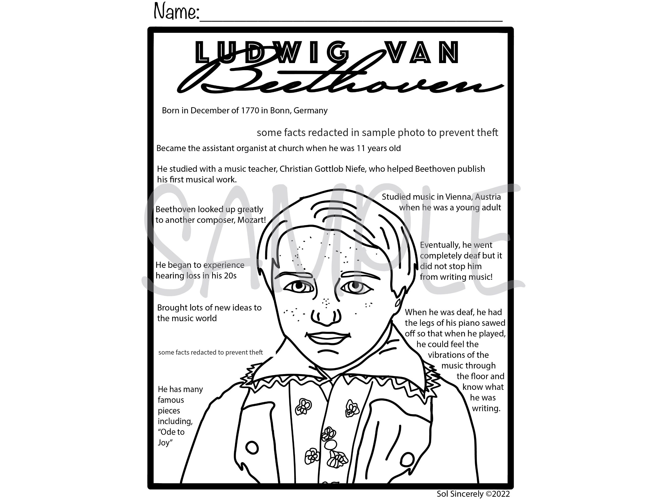 Beethoven Coloring Sheet Coloring Pages