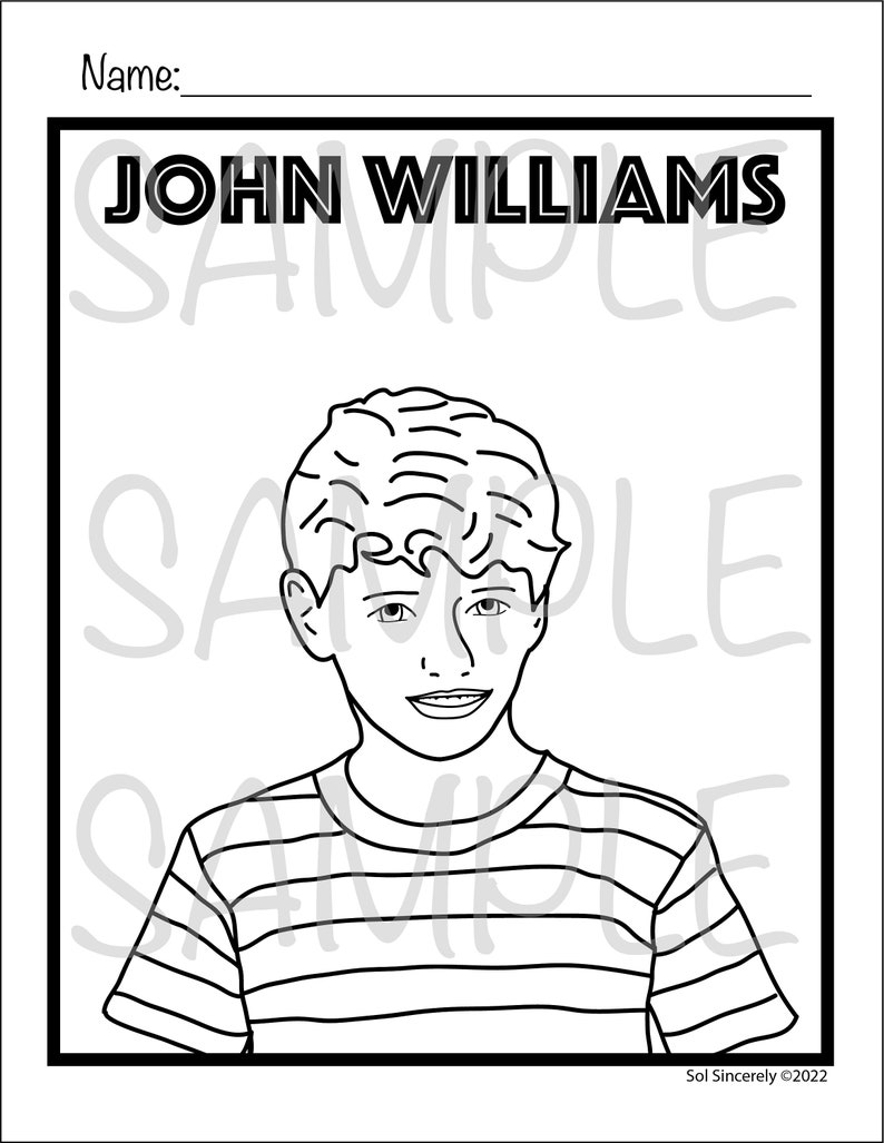John Williams Coloring Sheet, Music History, Music History for Kids ...