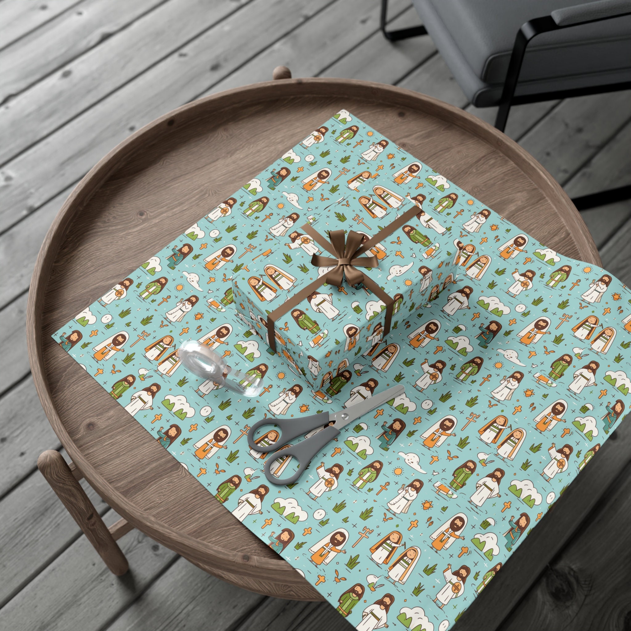 Sweet Jesus and Friends Wrapping Paper Cute Christian Gift Wrap for ...