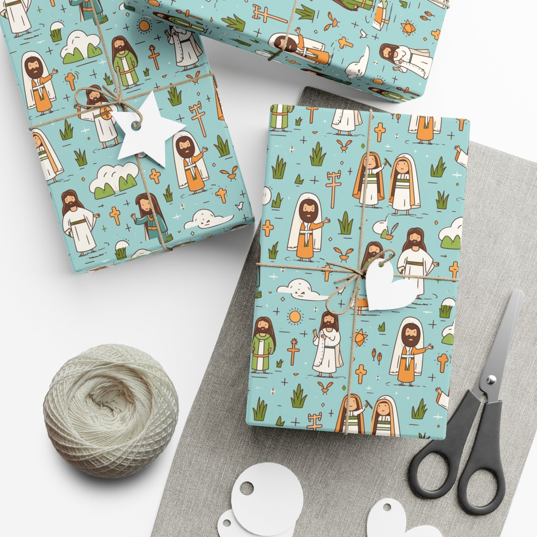 Sweet Jesus and Friends Wrapping Paper Cute Christian Gift Wrap for ...