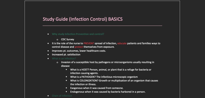 Infection Control Basics Nursing School Study Guide - Etsy