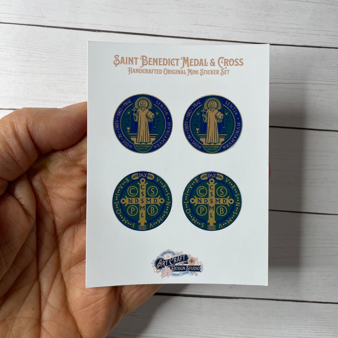 Mini Saint Benedict Medal and Cross of Saint Benedict Sticker Sheet ...