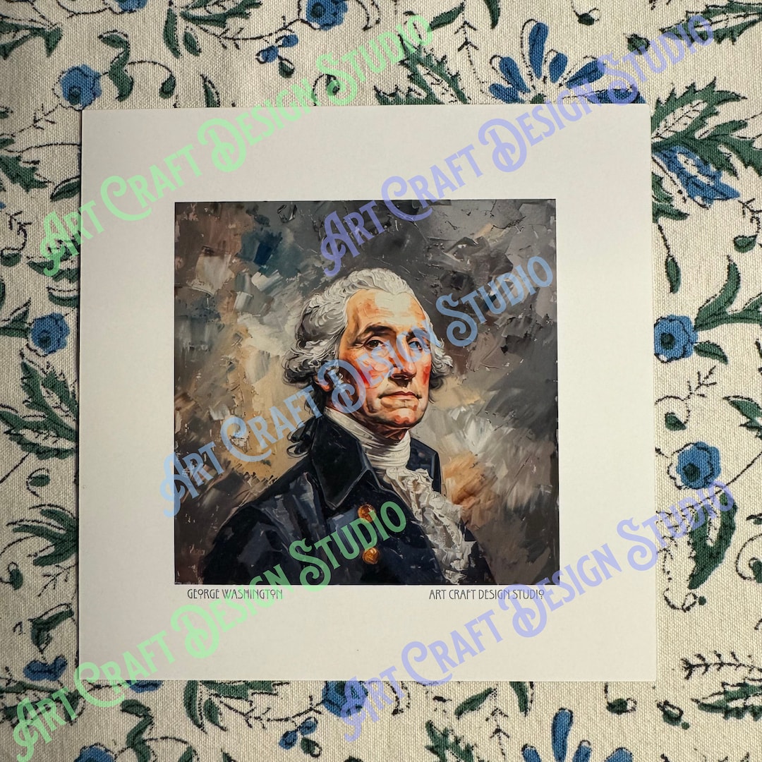George Washington Art Print of Original Oil on Canvas, Unframed 6x6 ...