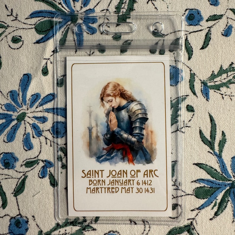 Saint Joan of Arc in Prayer Art Print Holy Card, ID Card Size 2.25 X 3. ...