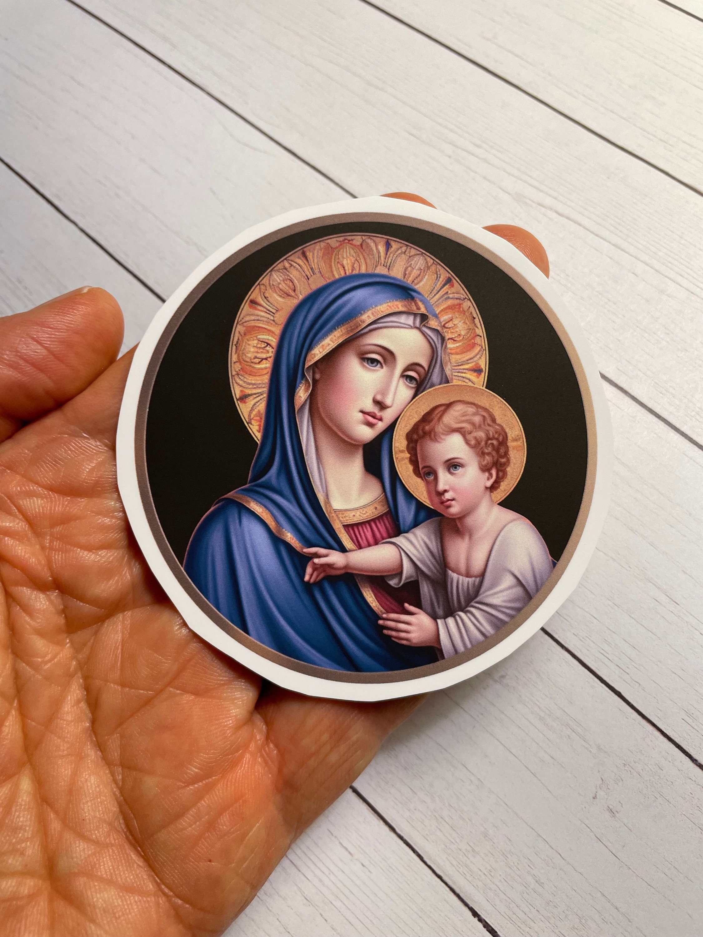 3 Inch Mary With Baby Jesus Sticker Madonna and Child - Etsy