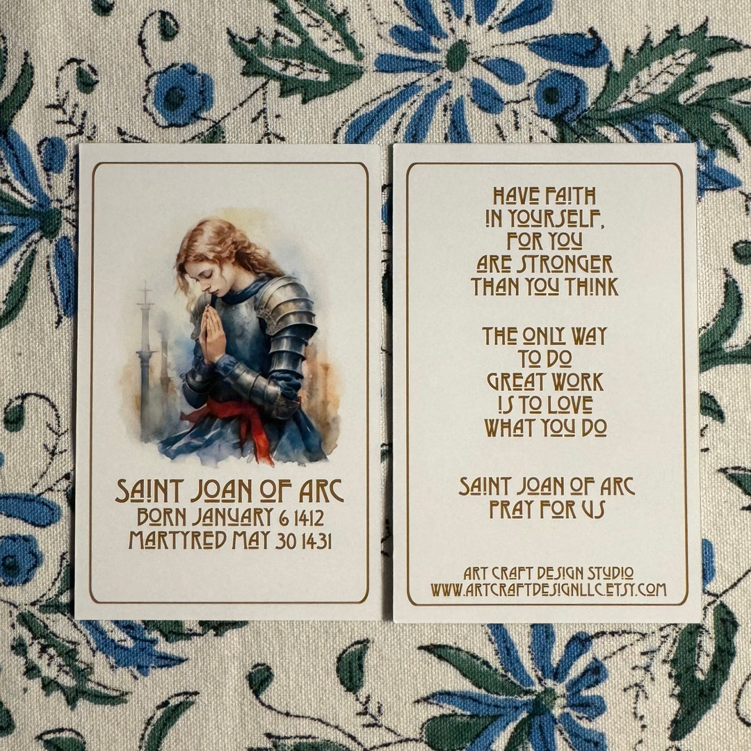 Saint Joan of Arc in Prayer Art Print Holy Card, ID Card Size 2.25 X 3. ...