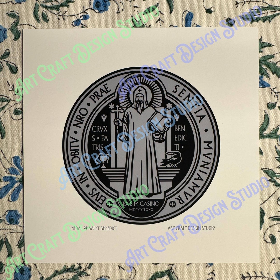 Saint Benedict Medal Unframed Art Print, Multiple Sizes, Silver and ...