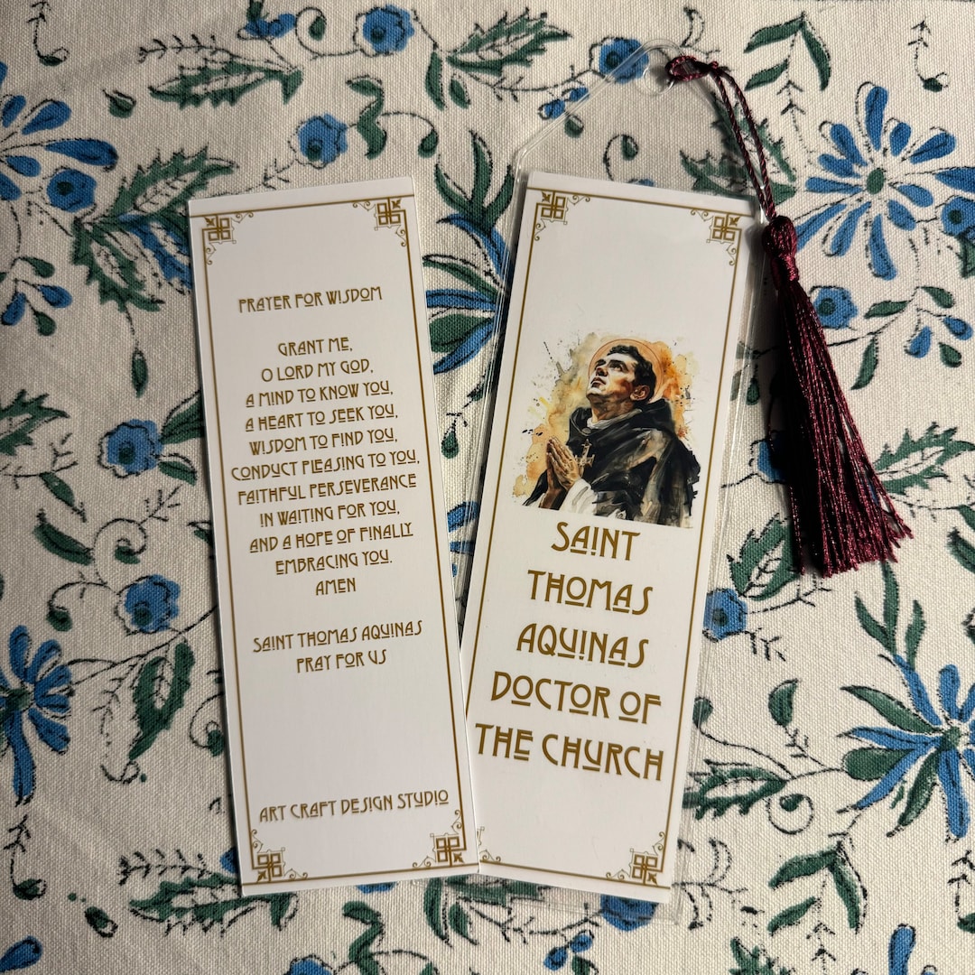 Saint Thomas Aquinas Bookmark With Prayer, Approximately 2x6 Inch, With ...