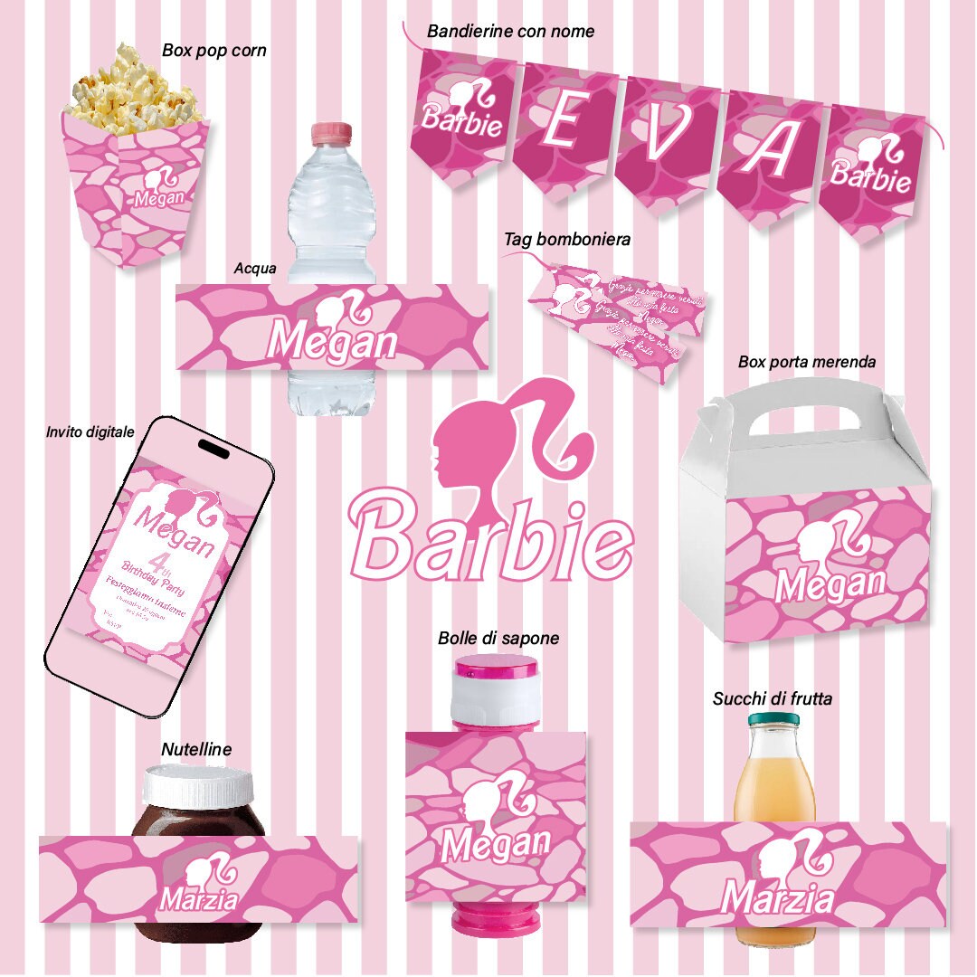 BARBIE Party Kit for Girls, Birthday Party Kit, Baptism Party Kit ...