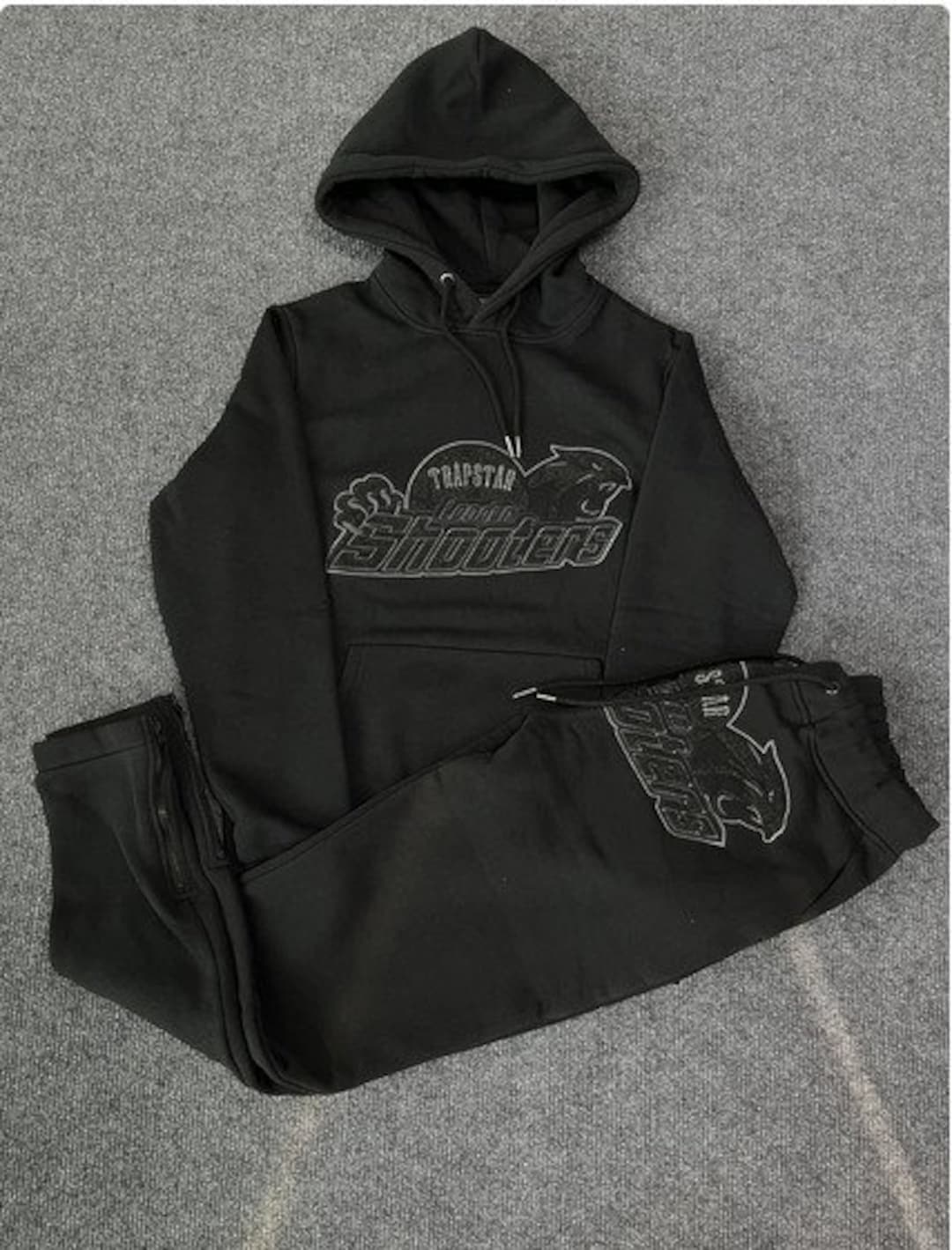 Premium Black Monochrome Trapstar Shooters Hooded Tracksuit - Etsy Finland