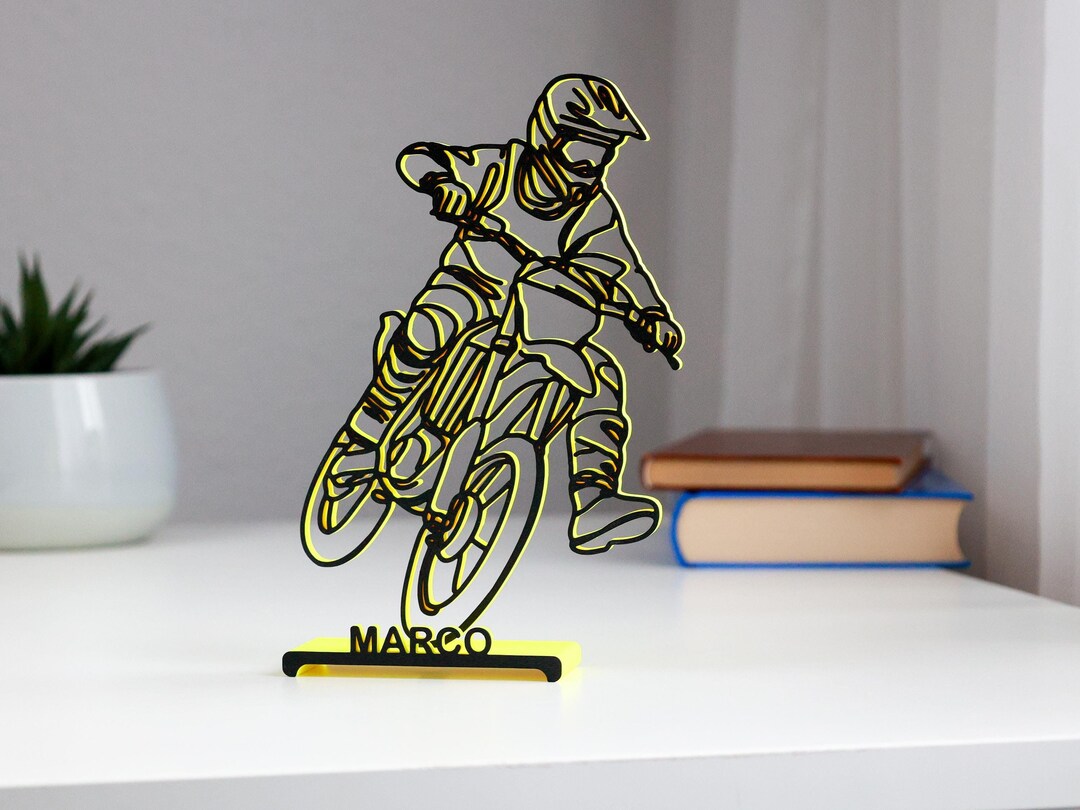 Personalizable Motocross Rider Figure in One-line Style, 3D Printed ...