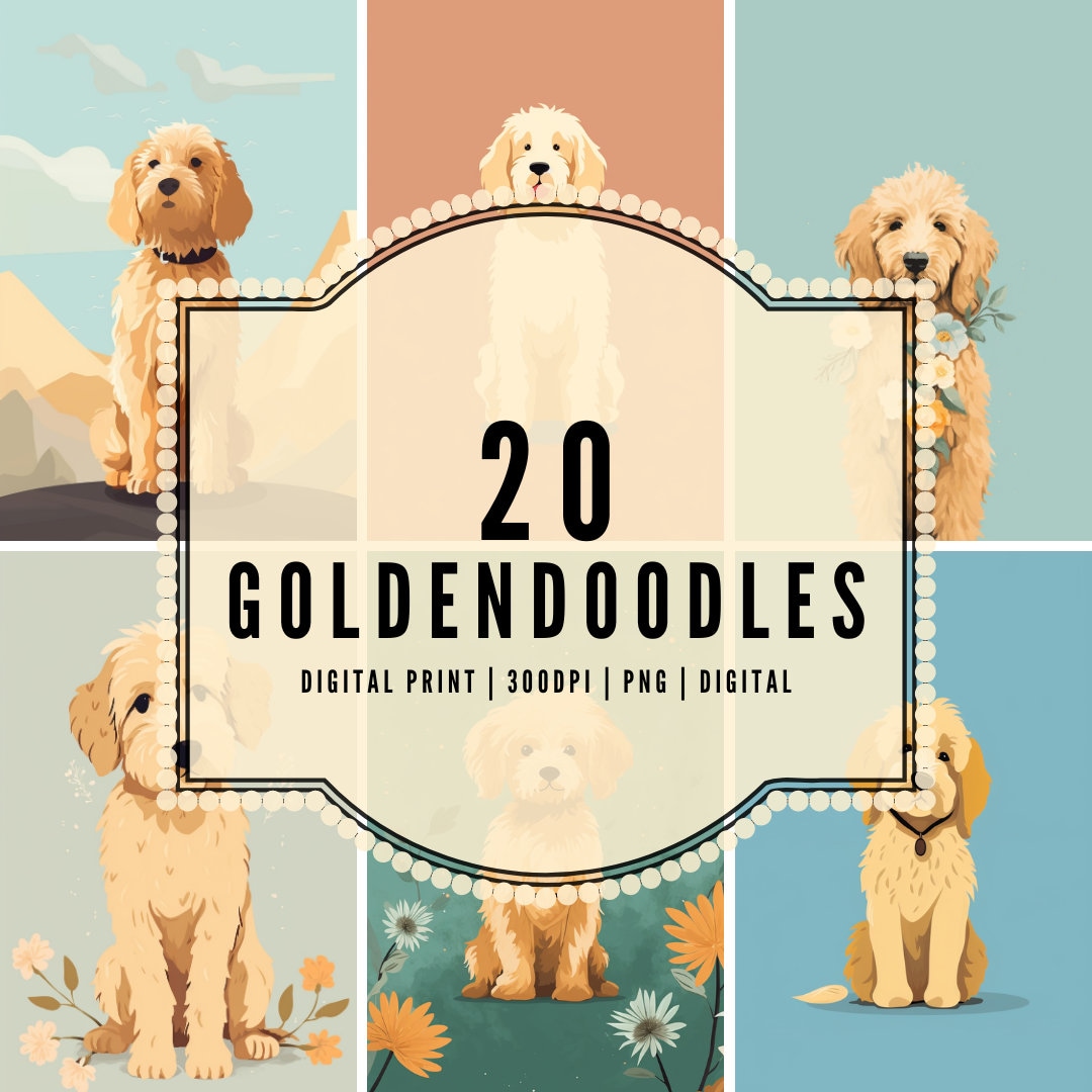 Goldendoodle Digital Print 20 PNG Graphics Flat Minimalist - Etsy