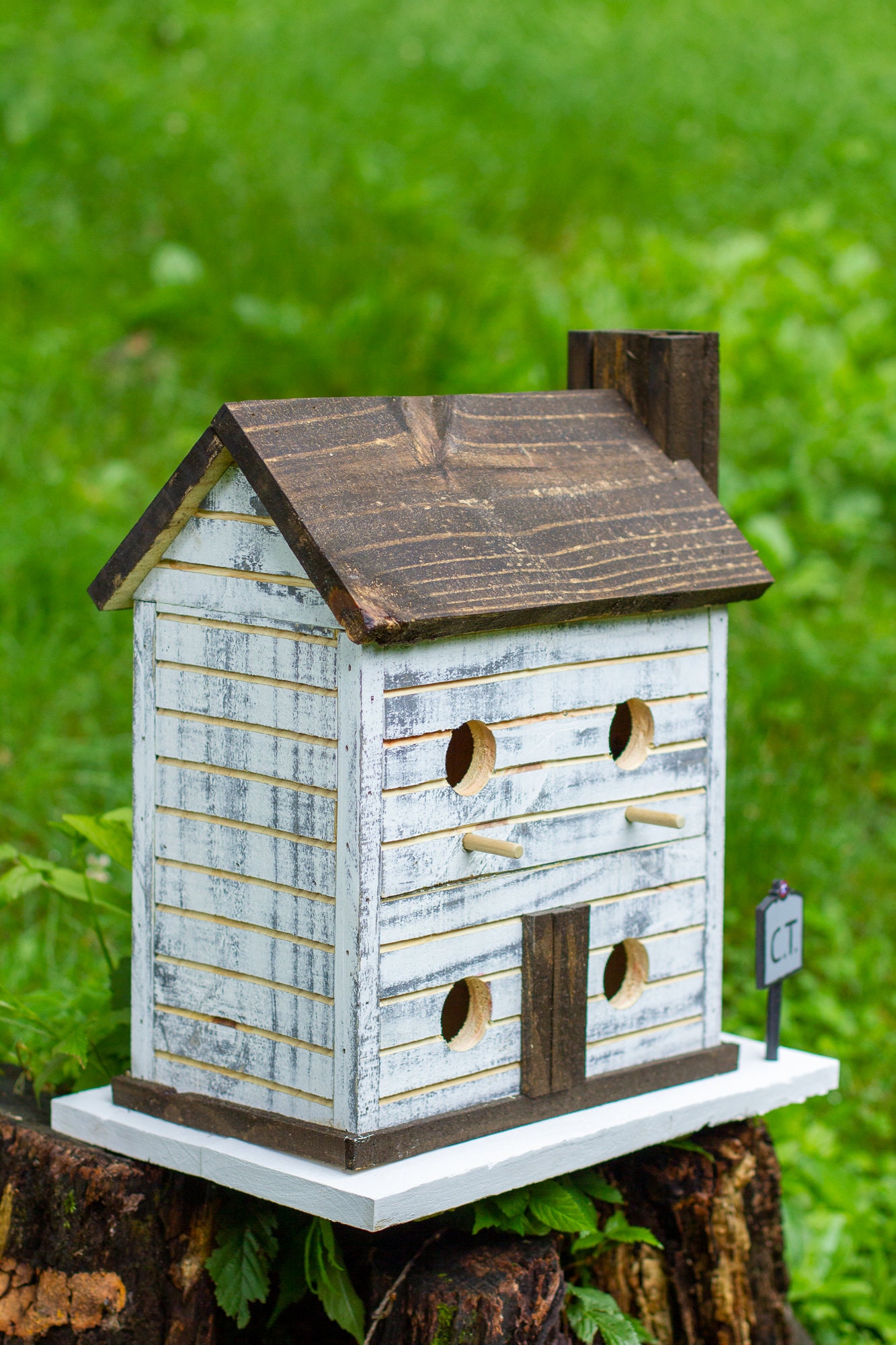 Charming Wooden Martin Box Cabin With Stained Roof and Distressed ...