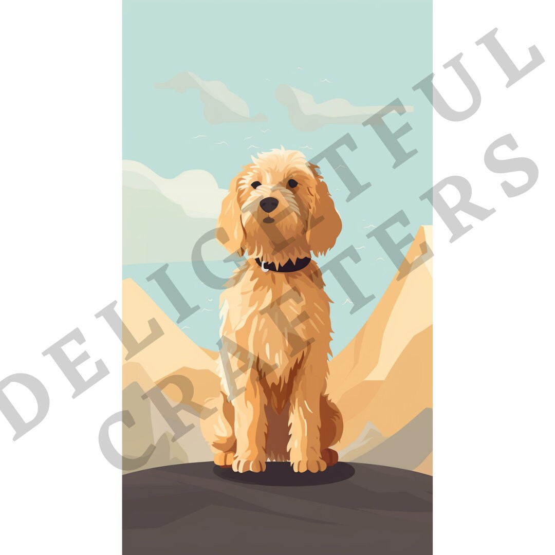 Goldendoodle Digital Print, 20 PNG Graphics, Flat, Minimalist ...