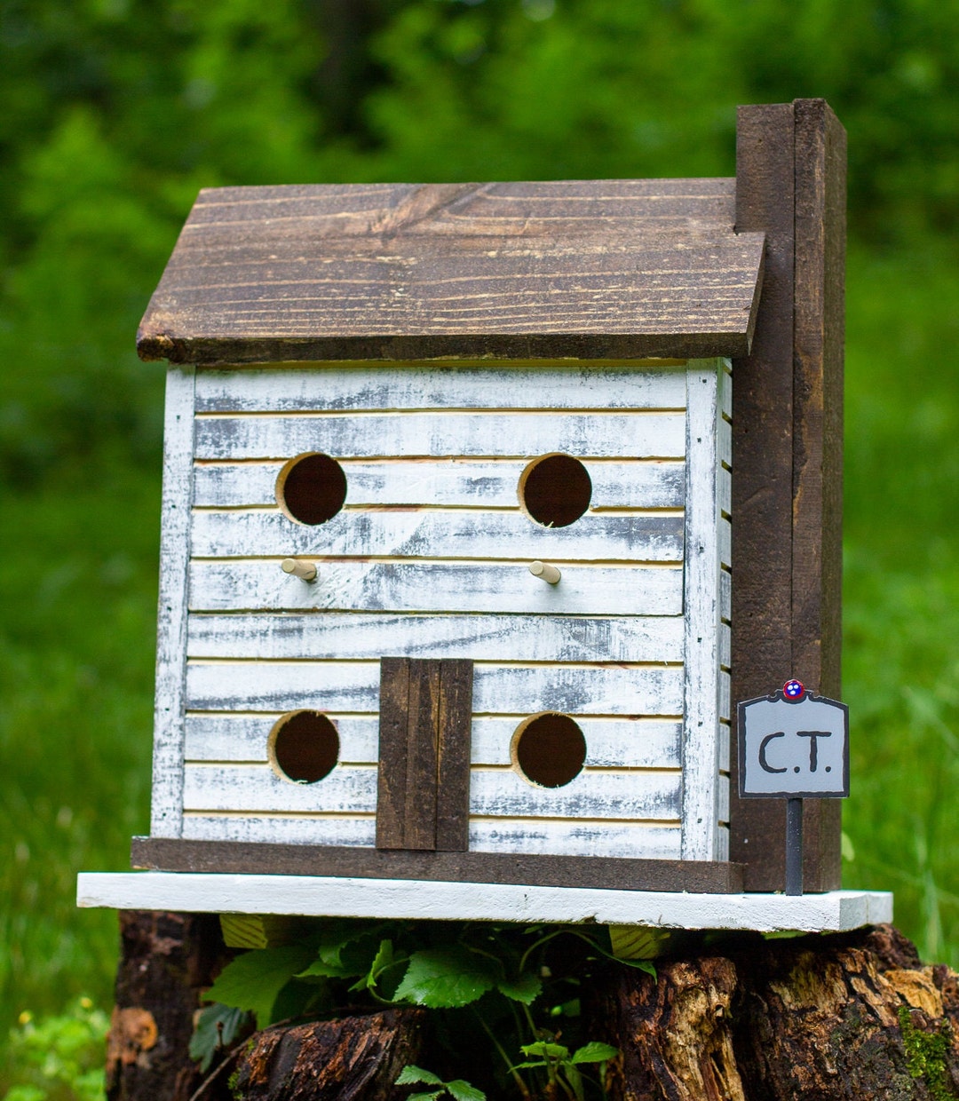 Charming Wooden Martin Box Cabin With Stained Roof and Distressed ...