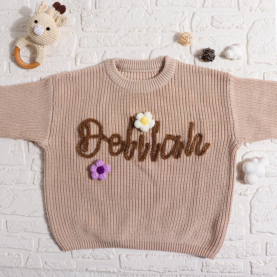Personalized Baby Sweater With Name,custom Knitted Baby Name Sweater ...