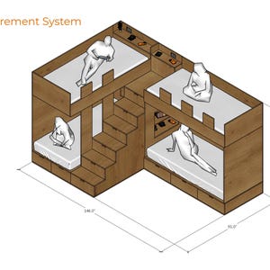 Twin XL Double Bunk Bed DIY Build Plans With Stairs (digital Design) - Etsy