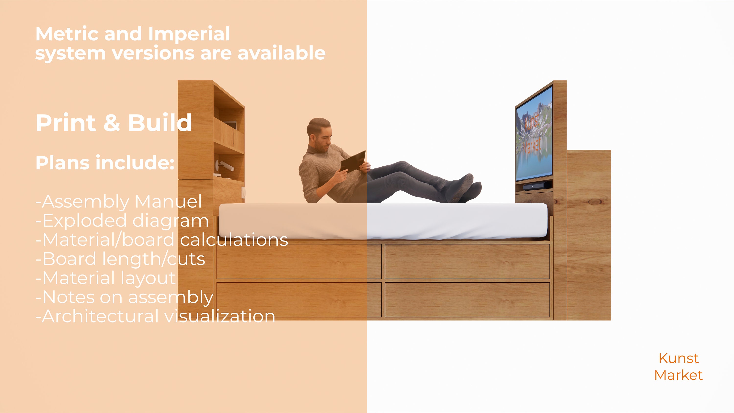 Furniture｜nioc Bed TV Game Stand - Eco-friendly Twin Size Bed - Smart ...