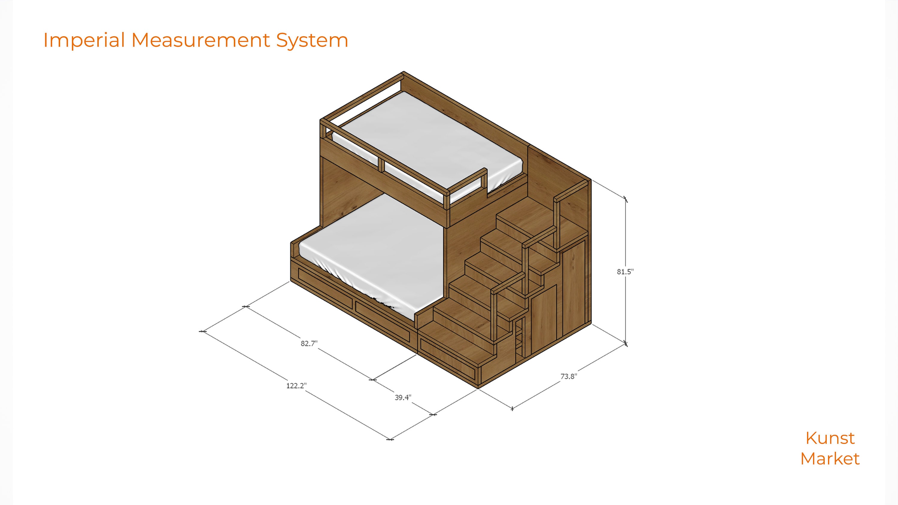 Eco-friendly Bunk Bed With Stairs - Single Upper Kids / Queen Lower ...