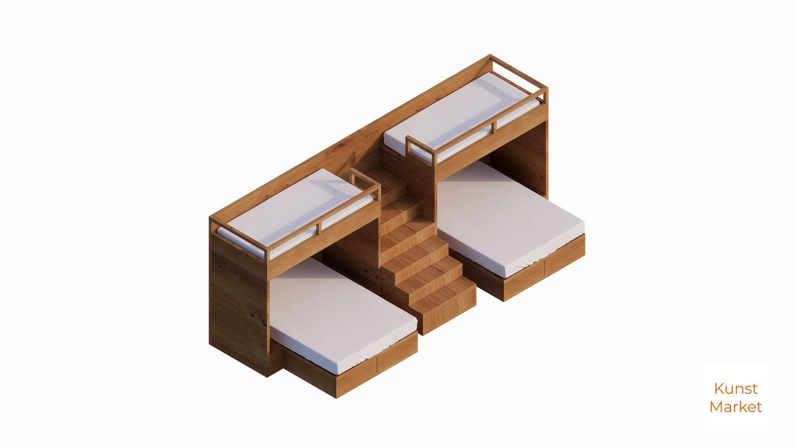 Eco-friendly Double Bunk Bed Twin XL Upper Kids / Queen Lower - Digital ...