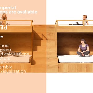 Double Bunk Bed DIY Build Plans: Twin XL Upper/queen Lower (digital ...