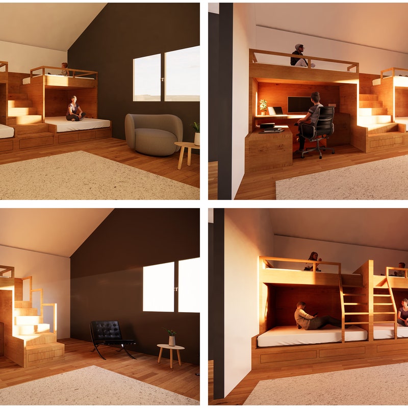 Natural Wood Loft Bed - Etsy