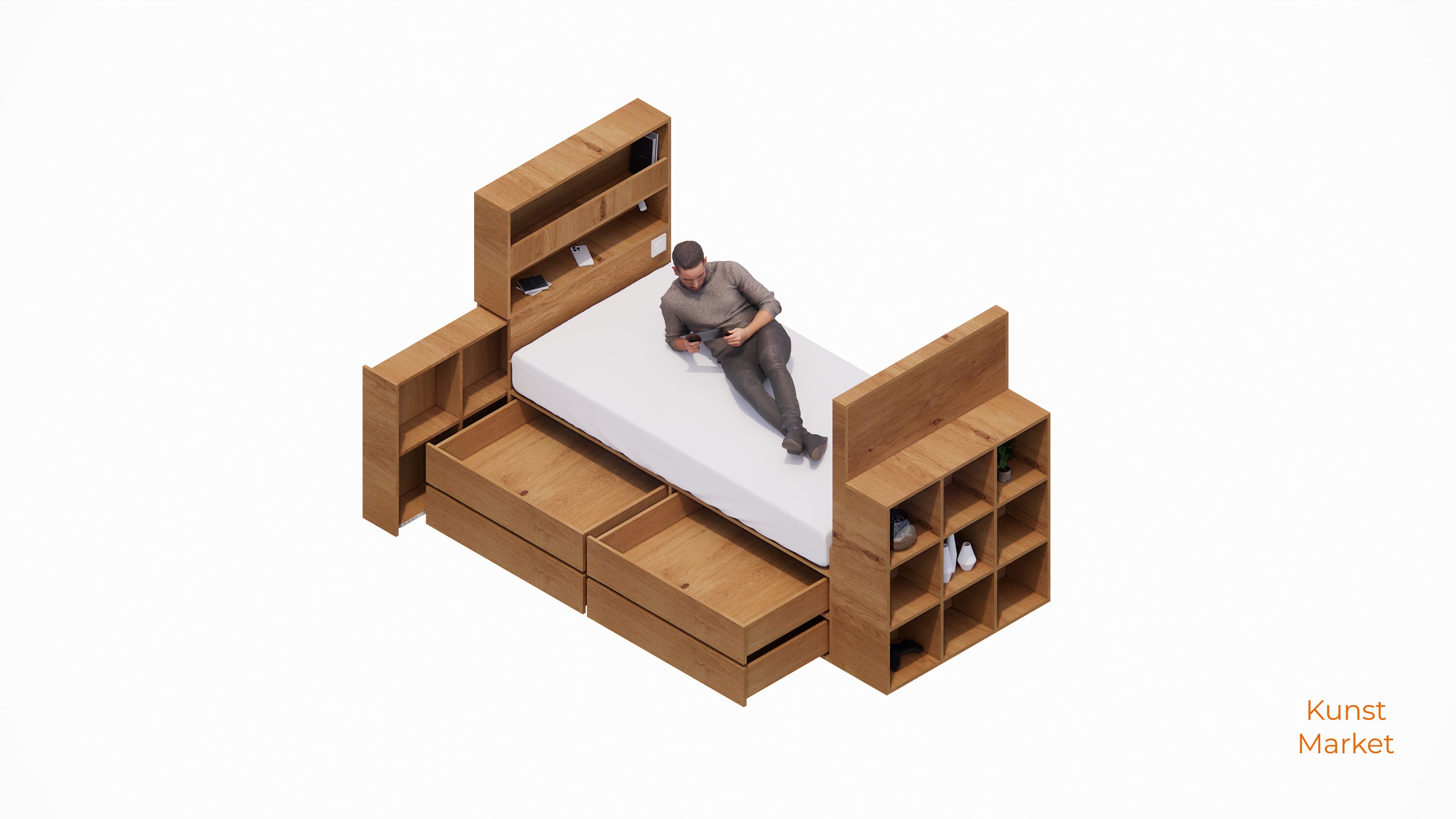 Twin Bed TV Stand DIY Build Plans: Eco-friendly Furniture (38″ X 75 ...