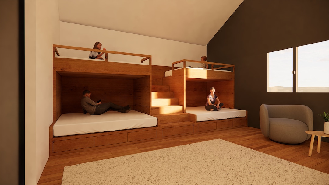 Furniture｜eco-friendly Double Split Bunk Bed With Stairs - Twin XL ...