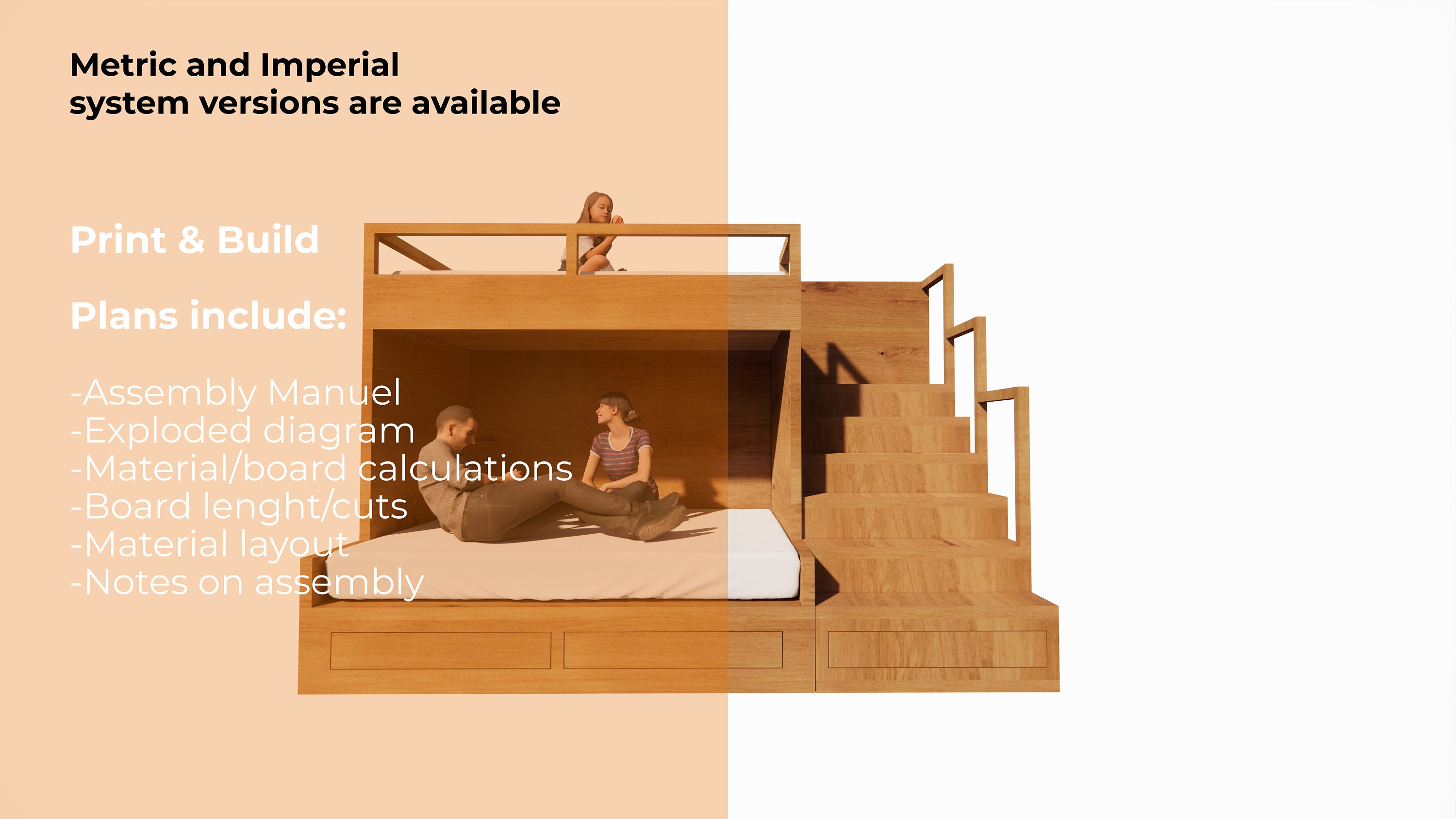 FURNITURE｜ Eco-friendly Bunk Bed With Stairs - Single Upper Kids ...