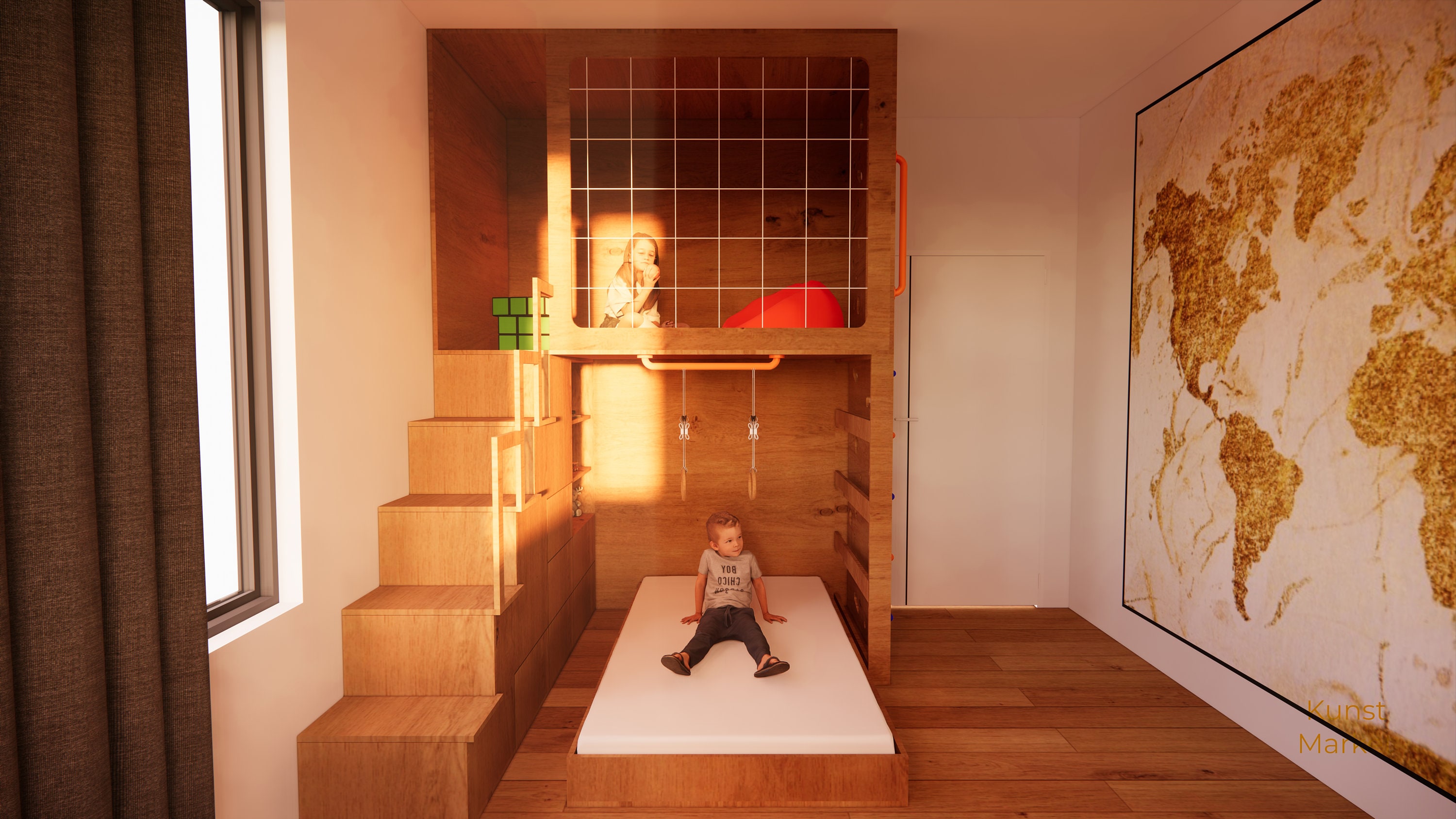 Furniture｜uz - Eco-friendly Bunk Bed Game Station Climbing Wall Kids ...