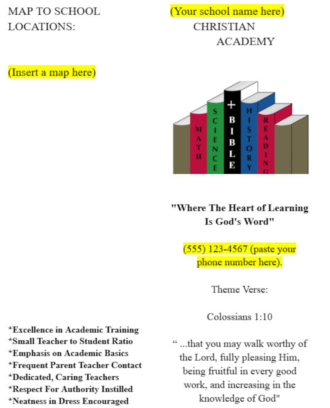 Packet 6: Distributable Pamphlet Ad for Christian School - Etsy