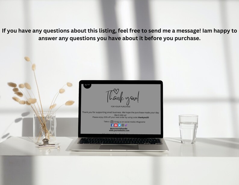 Thanks for Your Purchase Card, Small Business Thank You Card Template ...