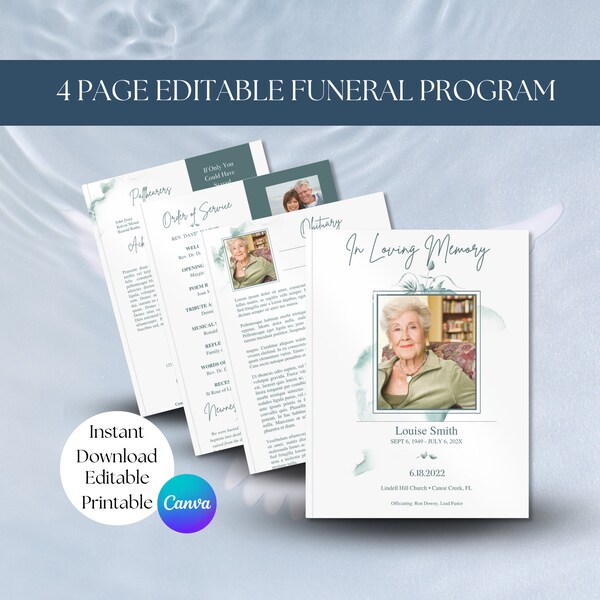 Lds Funeral Program Template - Etsy