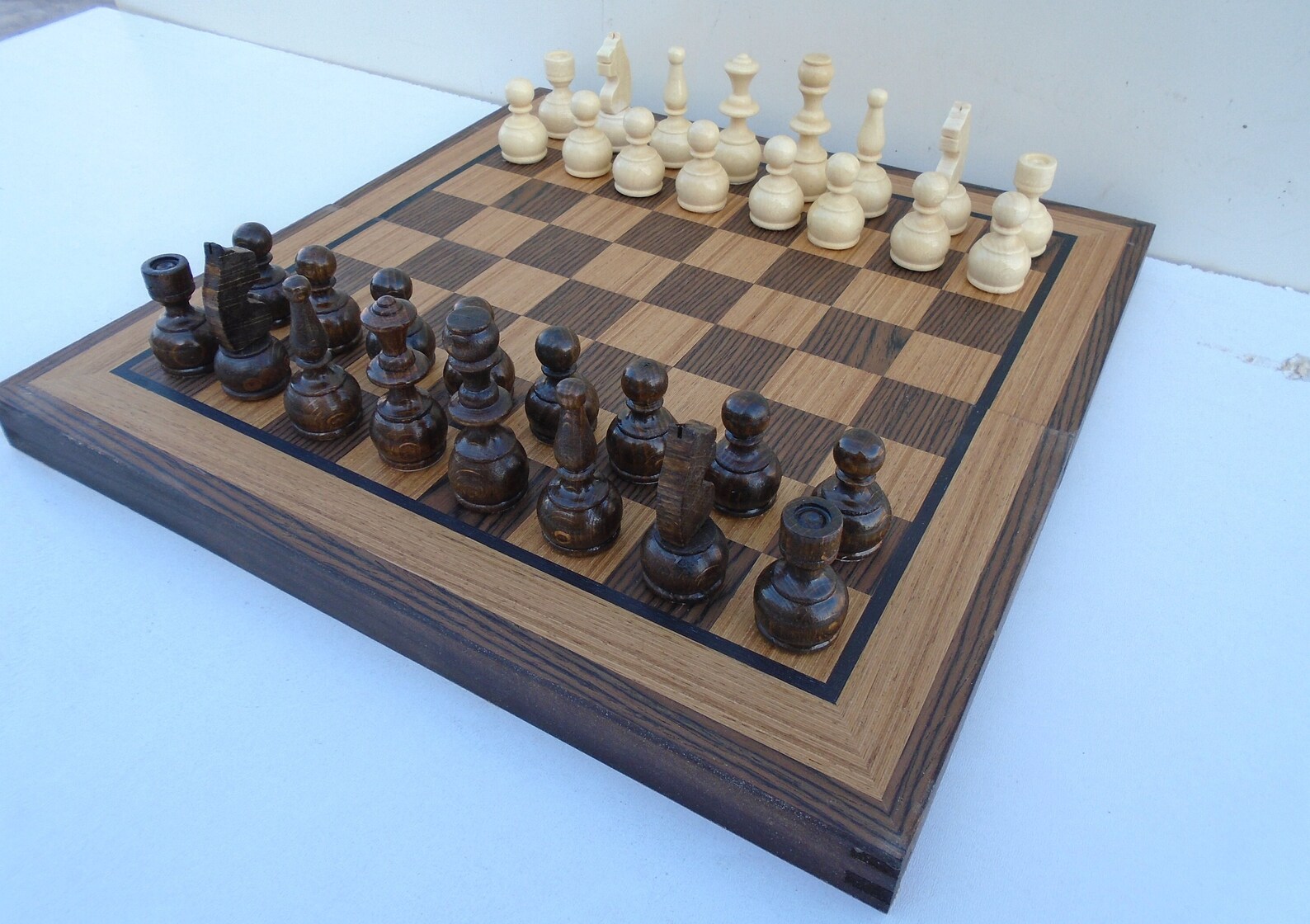 Handmade Chess Set 35×35 Cm,wooden Chess Set,marquetry Chess Board ...