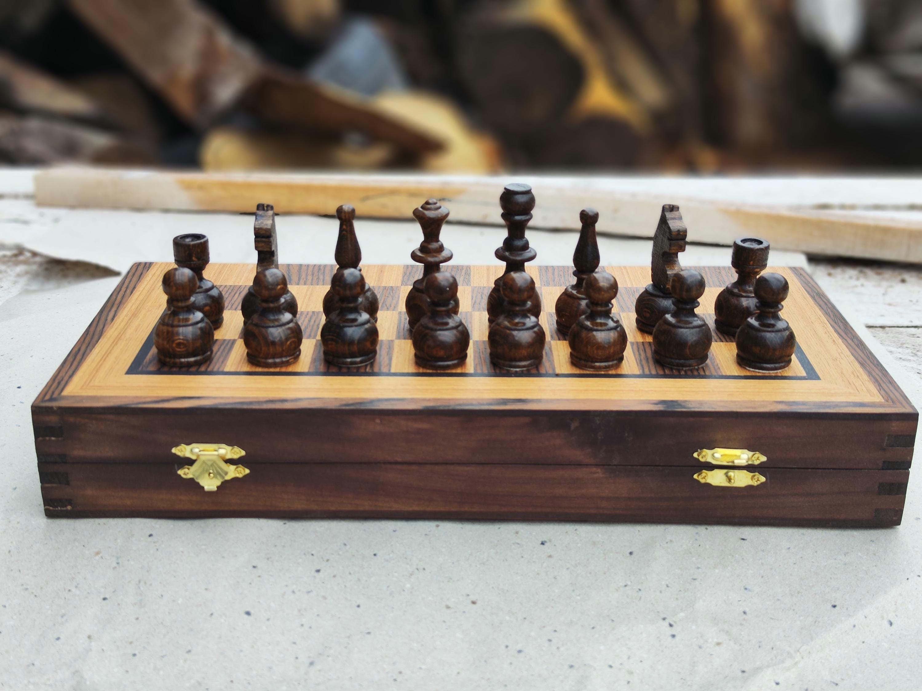 Handmade Chess Set 35×35 Cm,wooden Chess Set,marquetry Chess Board ...