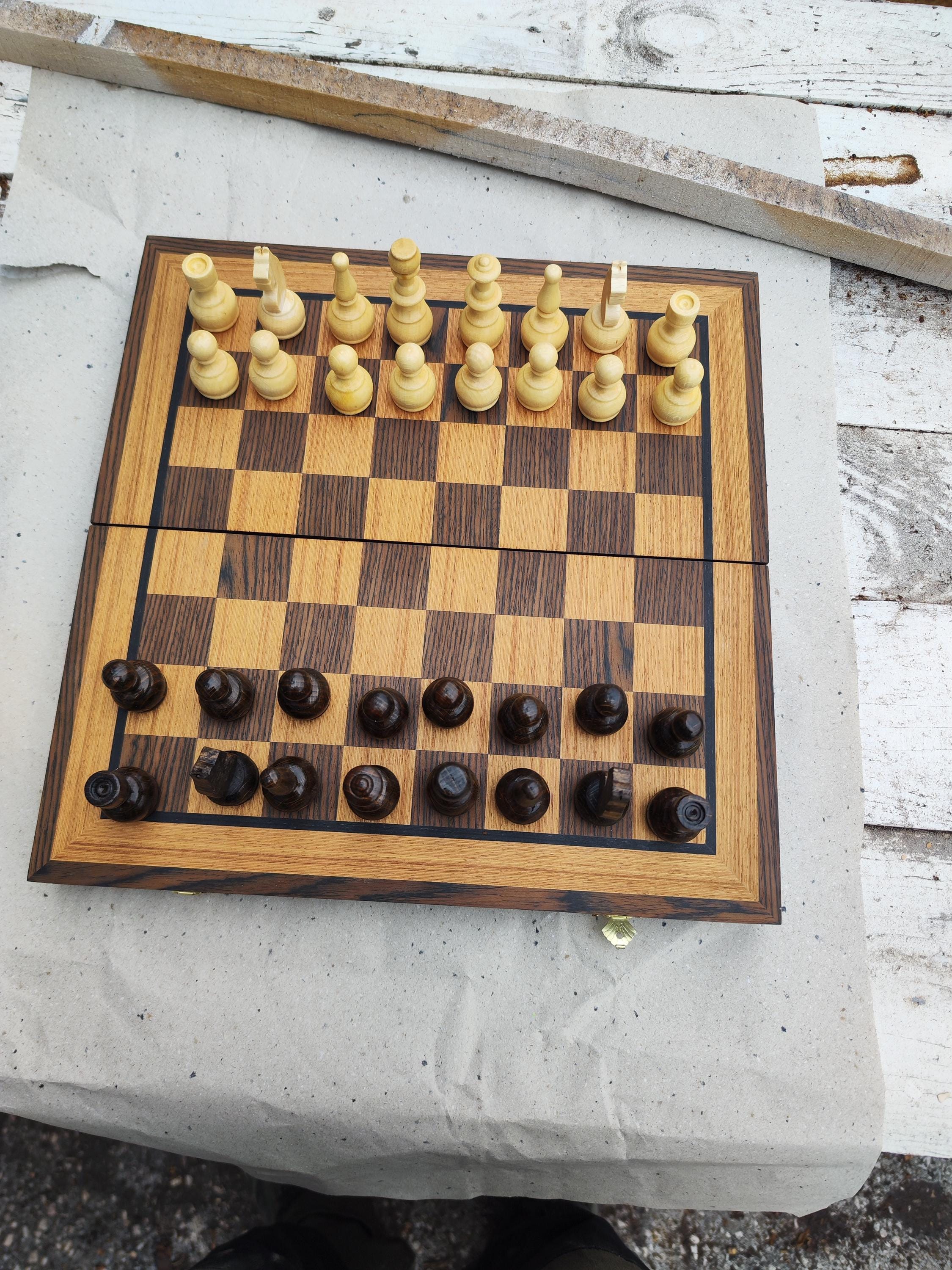 Handmade Chess Set 35×35 Cm,wooden Chess Set,marquetry Chess Board ...