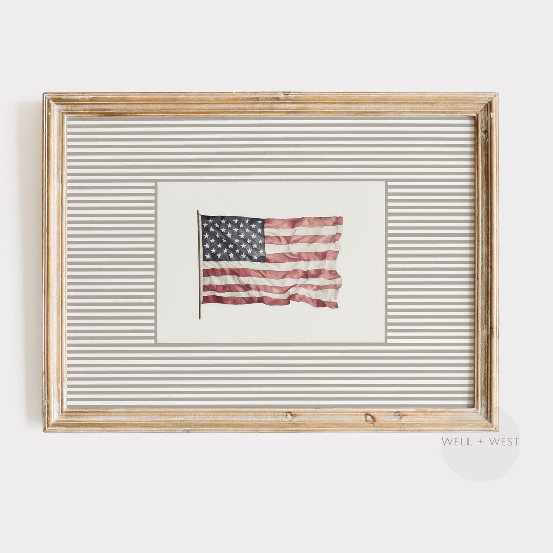American Flag Print | Vintage Style Stripes | Fourth of July Poster ...