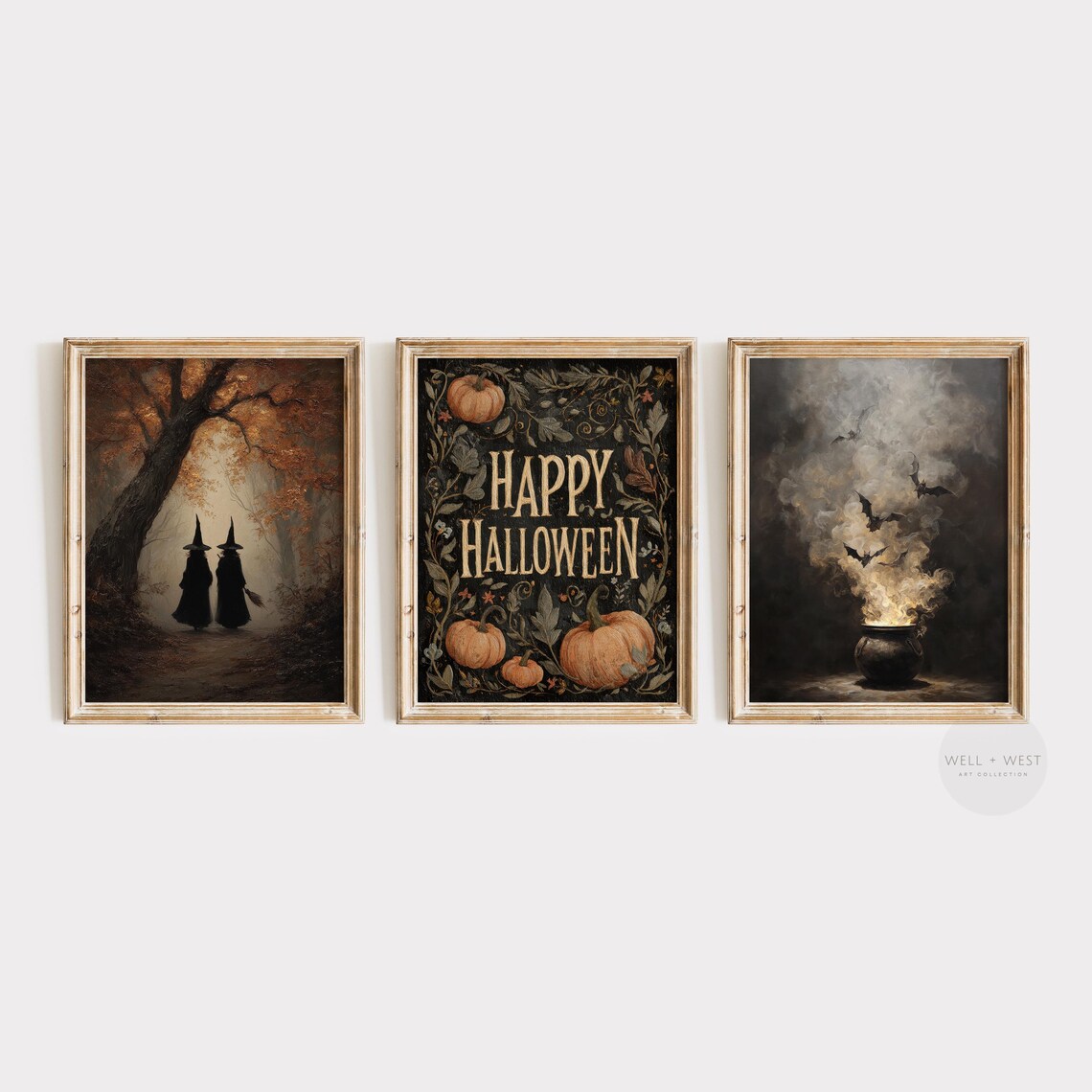 Happy Halloween Print | Vintage Style Halloween Wall Art | Whimsical ...