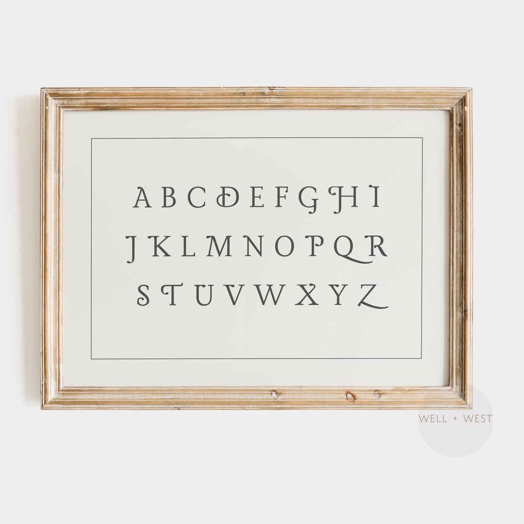 Beige Alphabet Wall Art | Horizontal Abc's Art | Vintage Style Nursery ...