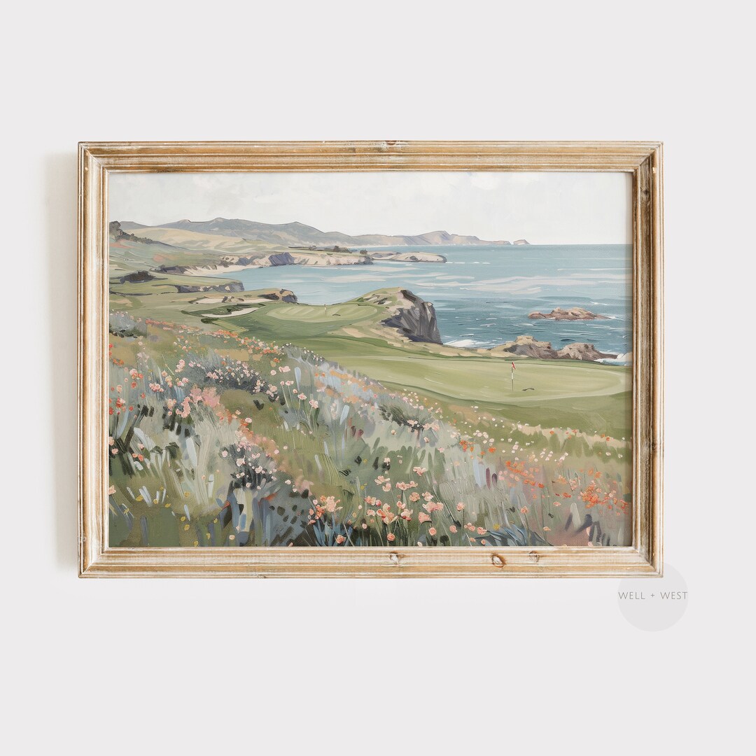 Golf Wall Art | Golf Course Oil Painting | Spring Wildflowers | Soft ...