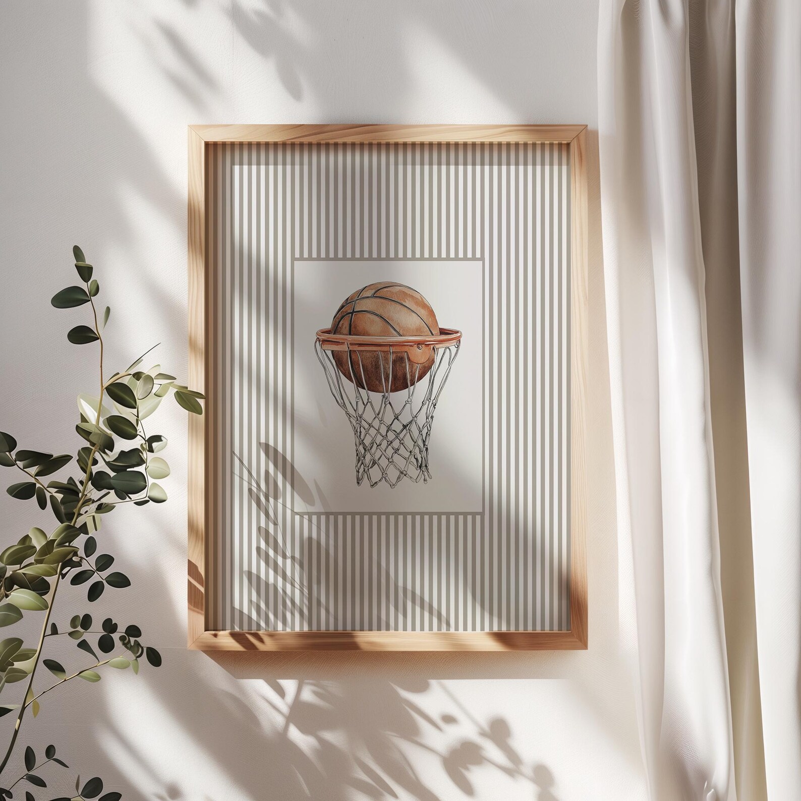 Basketball Print | Vintage Style Basketball Hoop Illustration | Boys ...