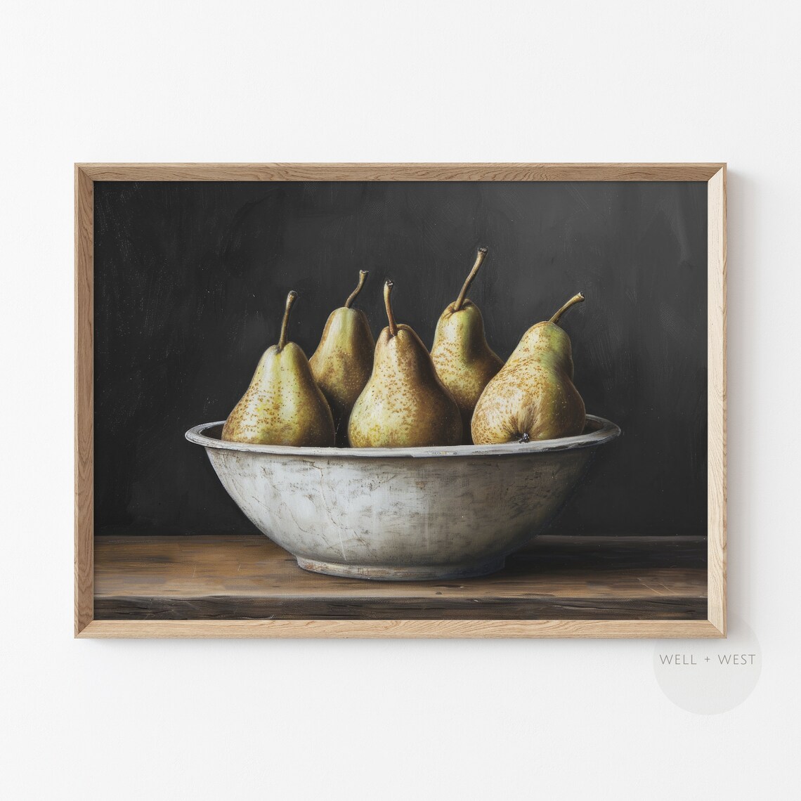 Moody Pear Painting Vintage Still Life Print Kitchen Wall Decor ...