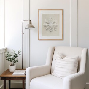 Beige Snowflake Print | Vintage Style Christmas Art | Holiday Seasonal ...