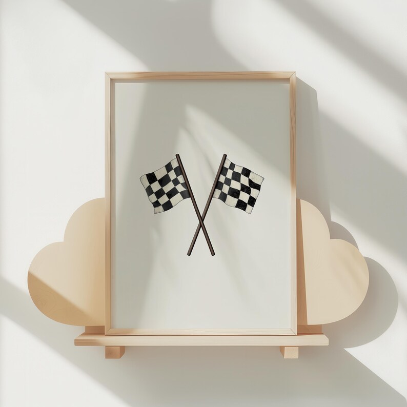 Racing Flag Print | Vintage Style Flag Illustration | Boys Room ...